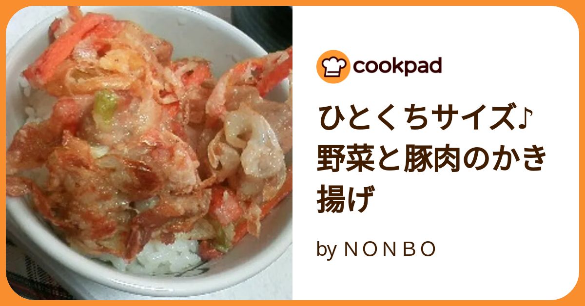 ひとくちサイズ♪野菜と豚肉のかき揚げ by NONBO 【クックパッド】 簡単おいしいみんなのレシピが392万品